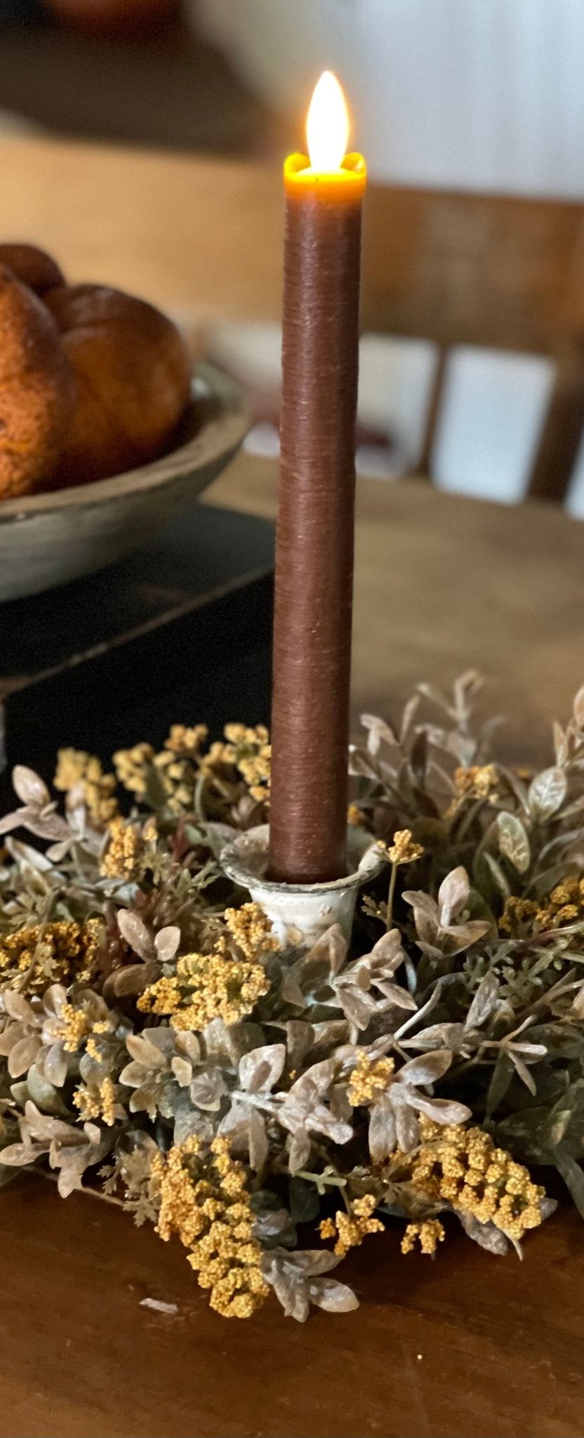 Brown Realistic Taper Candles Set w/FREE Remote – Red Fox Primitives