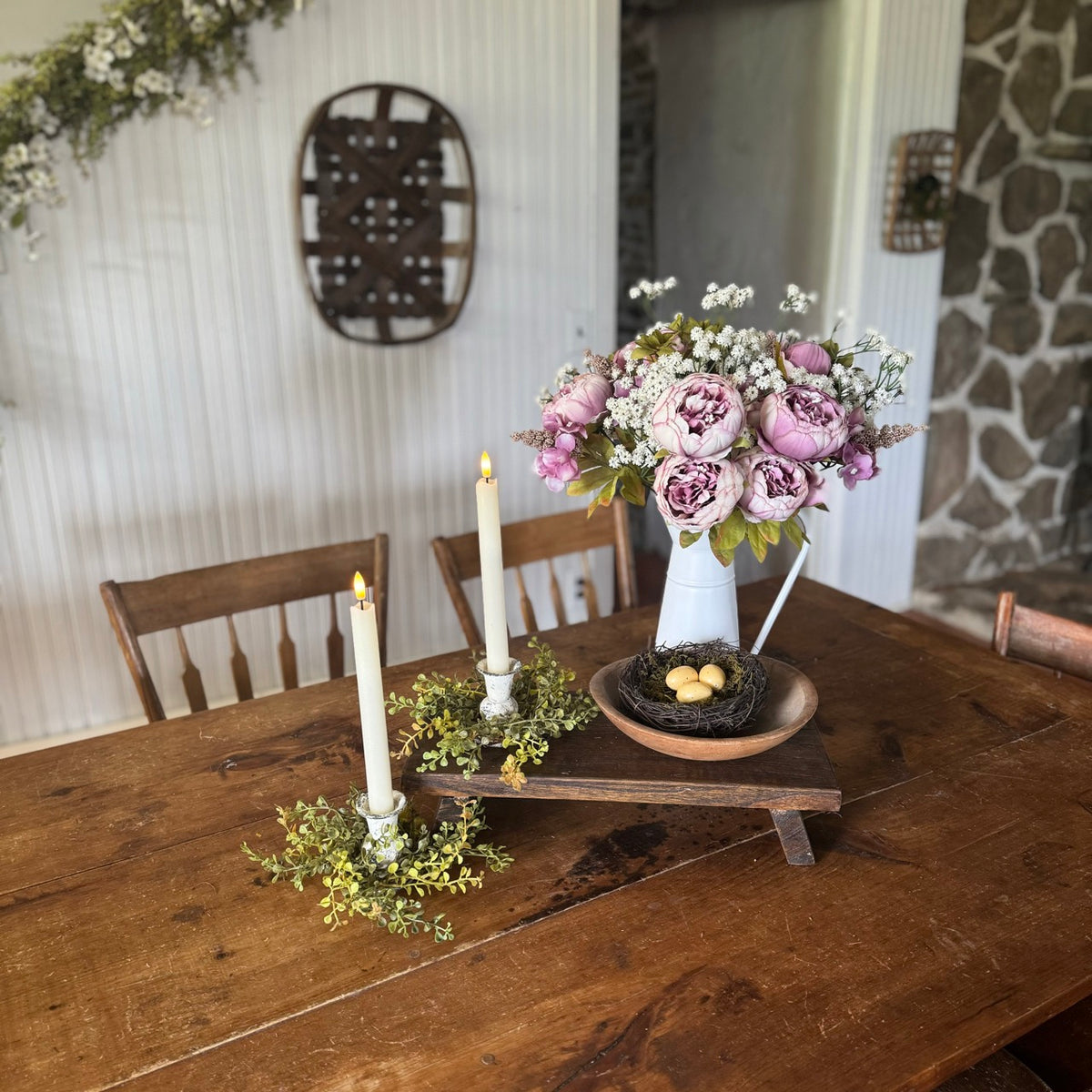 Ivory Realistic Taper Candles Set w/F...